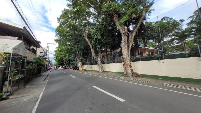 Empty Road with Old Acacia Trees in Dumaguete City, Philippines ...