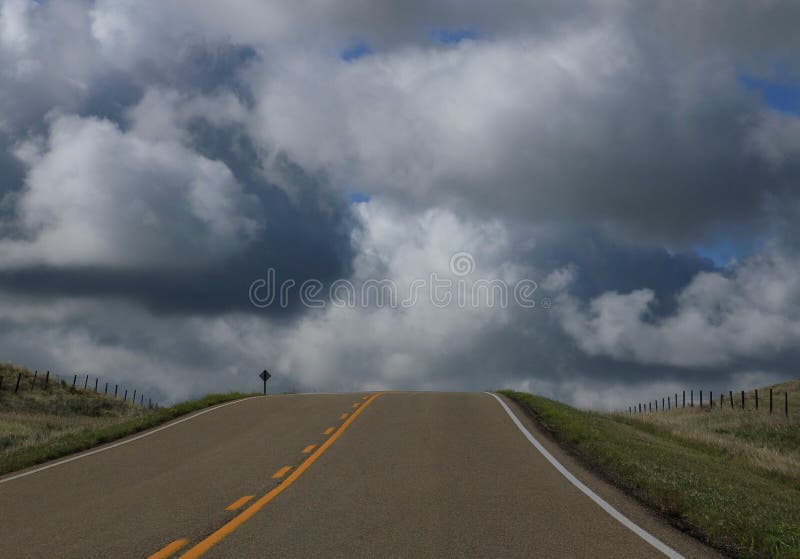 Empty Road with Passing Lane To the Cloudscape Stock Image - Image of ...