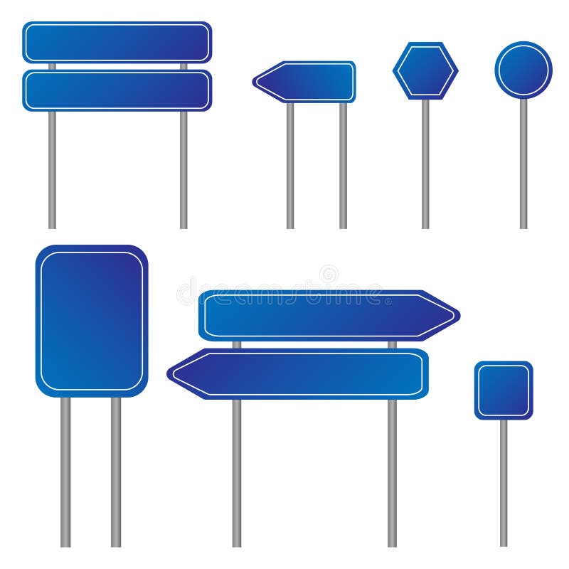 Blue Empty Road Signs Template, Vector Illustration Stock Vector ...