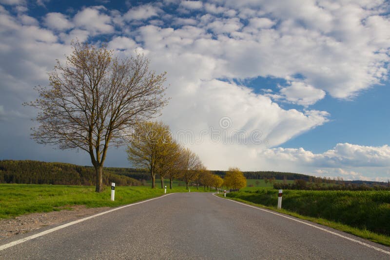 Empty Road in Spring Landscape Stock Photo - Image of trees, season ...