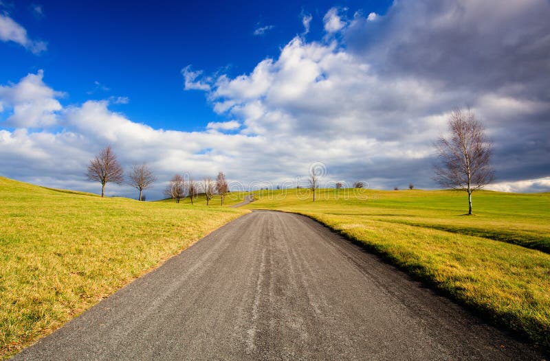 Empty Road in the Spring Landscape Stock Image - Image of scenery ...