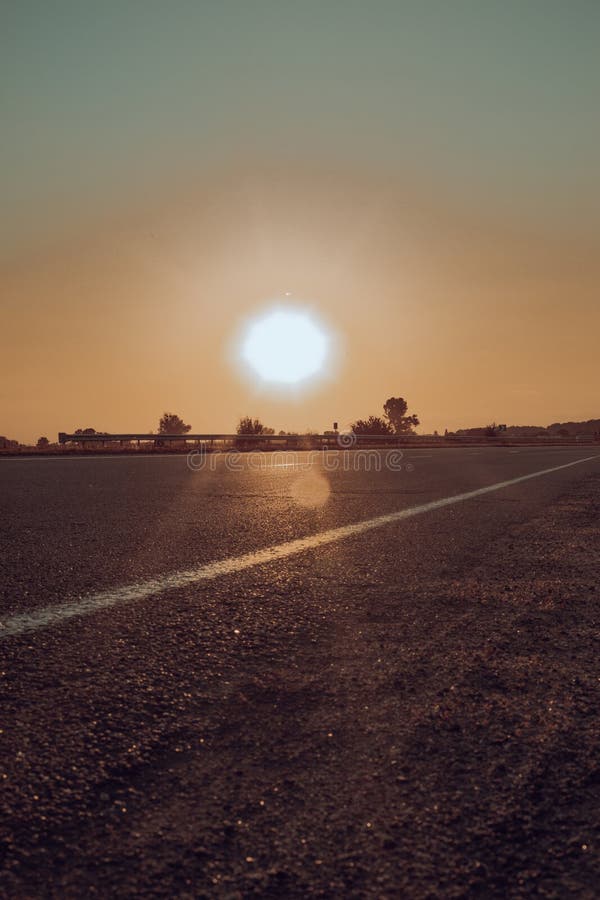 Empty Road at Sunset. Landscape, Highway Stock Image - Image of sunset ...