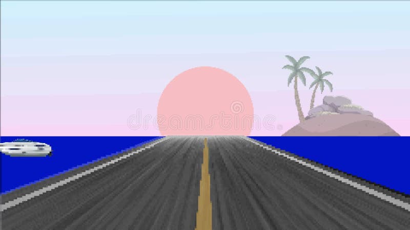 Empty Road and Sunset Loop 8 Bit Pixel. 4K Animation. Stock Video ...