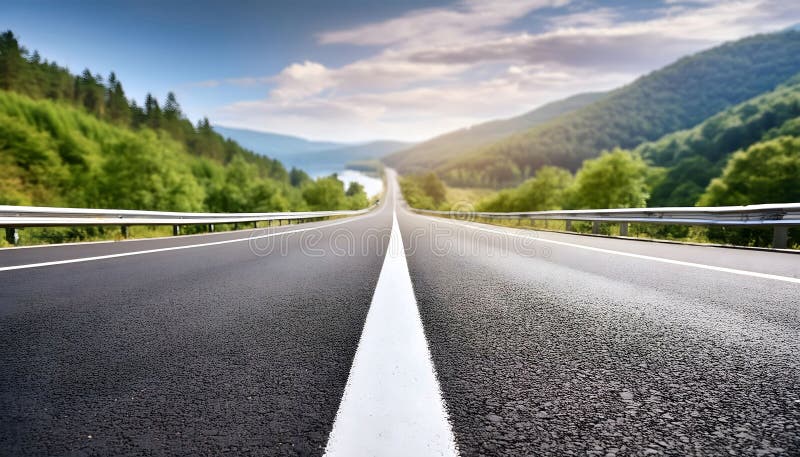 Empty Road with White Line stock illustration. Illustration of ...