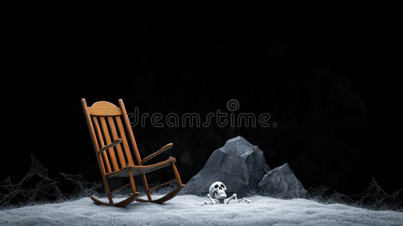 Empty Rocking Chair with Skeleton Eerie Atmosphere Dark Background ...