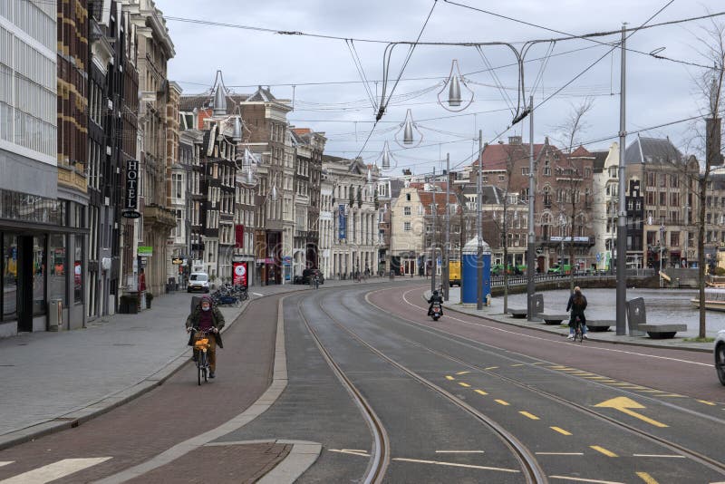 Empty Rokin Street during the Lock Down at Amsterdam the Netherlands 20 ...