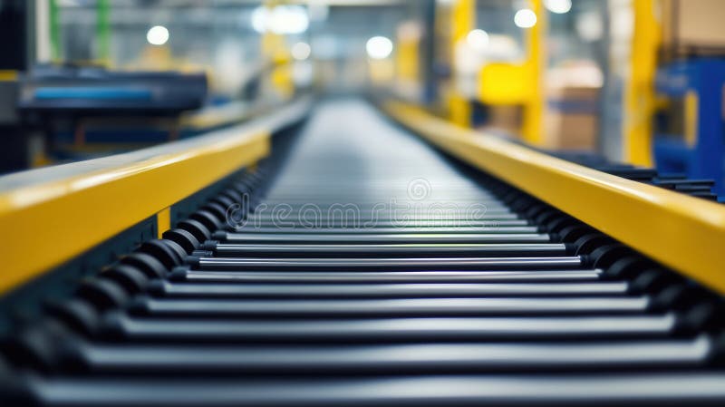 Empty Conveyor Belt Moving Distribution Warehouse Stock Photos - Free ...