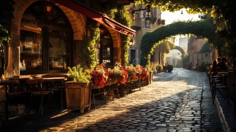 Empty Rome street view stock image. Image of cityscape - 331965451