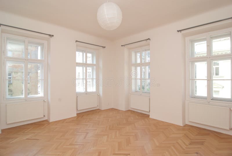 Large Empty Room with Fireplace and Shelves. New Luxury Home Interior ...