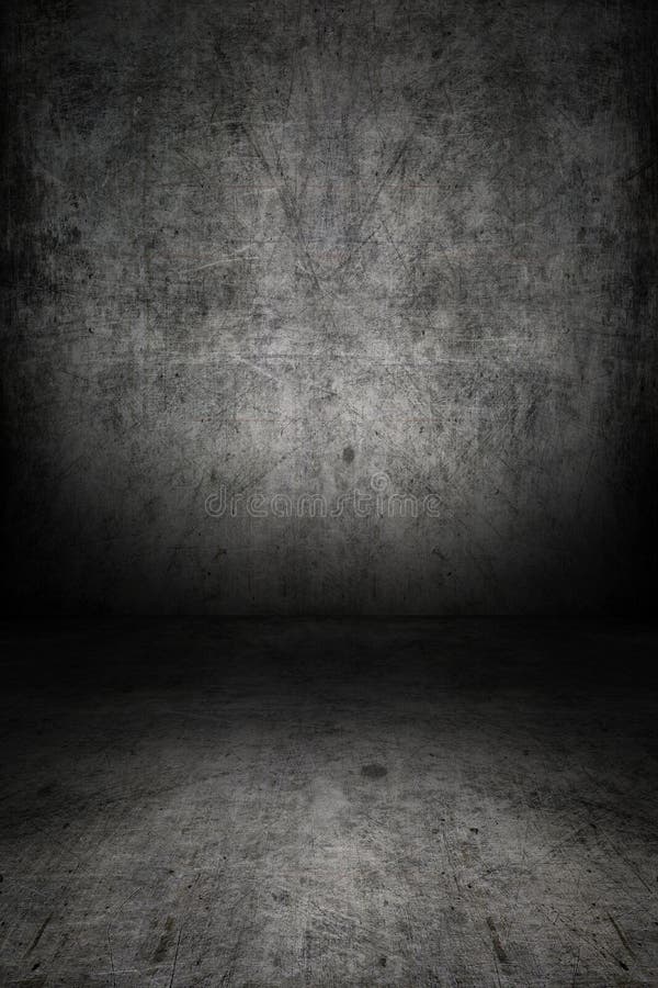 Dark Empty Room Interior with Old Concrete Walls and Ceiling Light ...