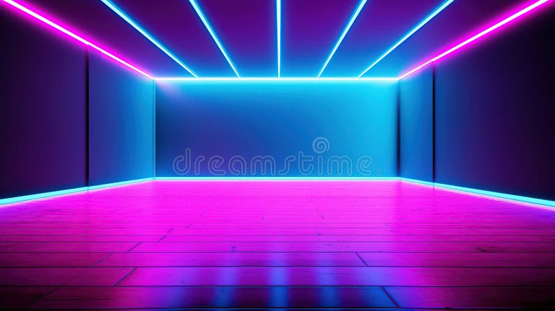 Empty Room with Abstract Neon Lighting , Generative AI Stock ...