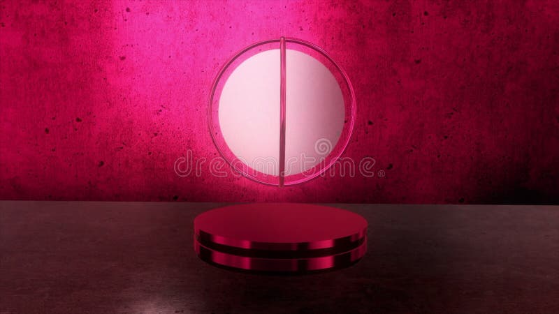 An Empty Room in Animation. Motion.Red Big Button in Empty Space with ...