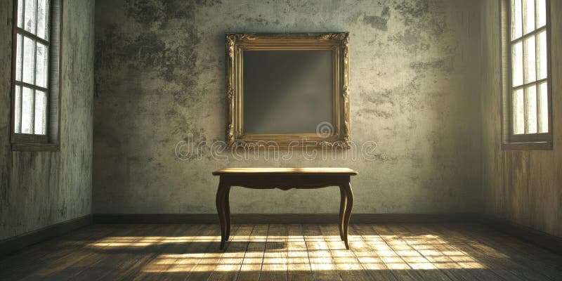 Empty Room with Antique Frame and Table, Vintage Style and Solitude ...