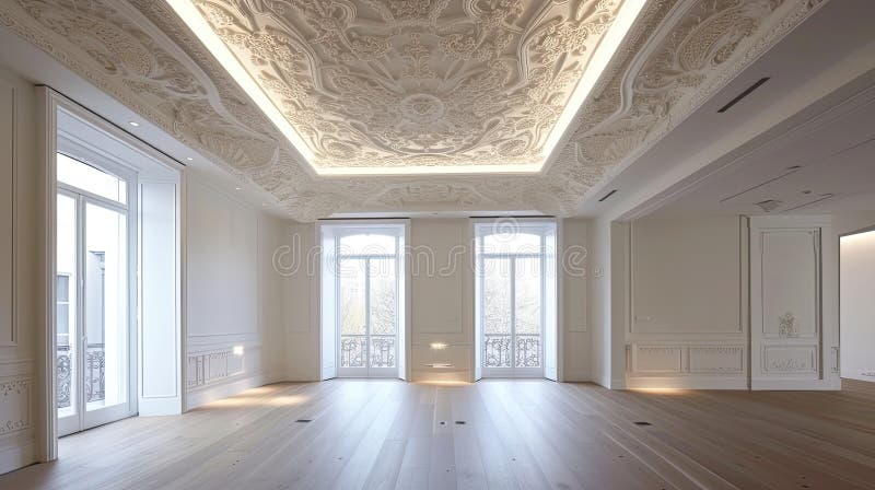 An Empty Room in an Apartment or House, Featuring an Elegant White ...
