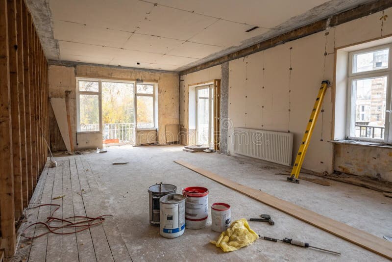 Empty Room in Apartment Under Refurbish Work Stock Illustration ...