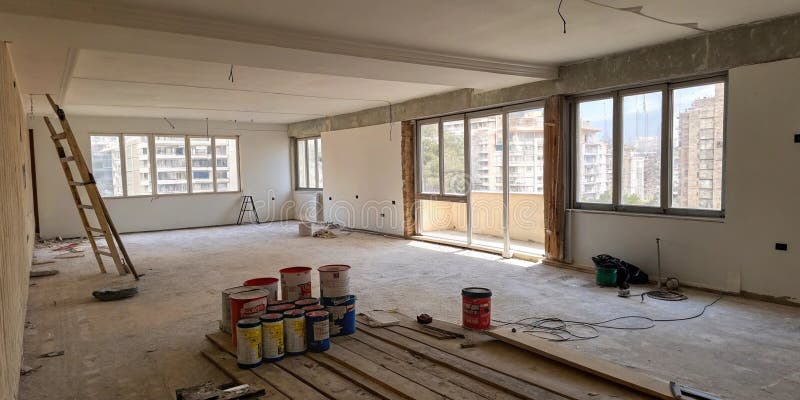 Empty Room in Apartment Under Refurbish Work Stock Image - Image of ...