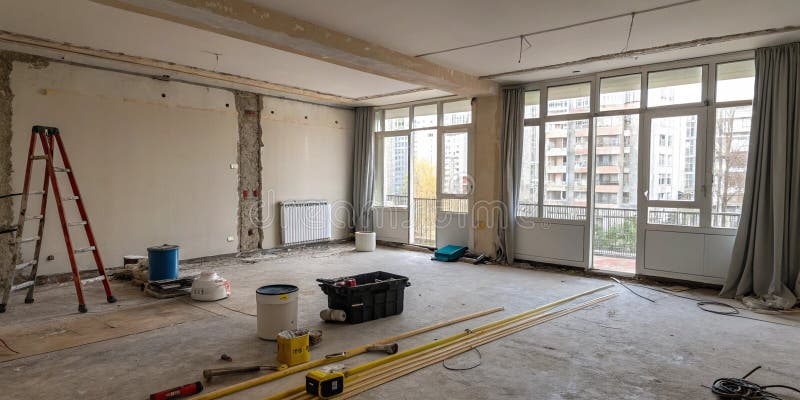 Empty Room in Apartment Under Refurbish Work Stock Photo - Image of ...