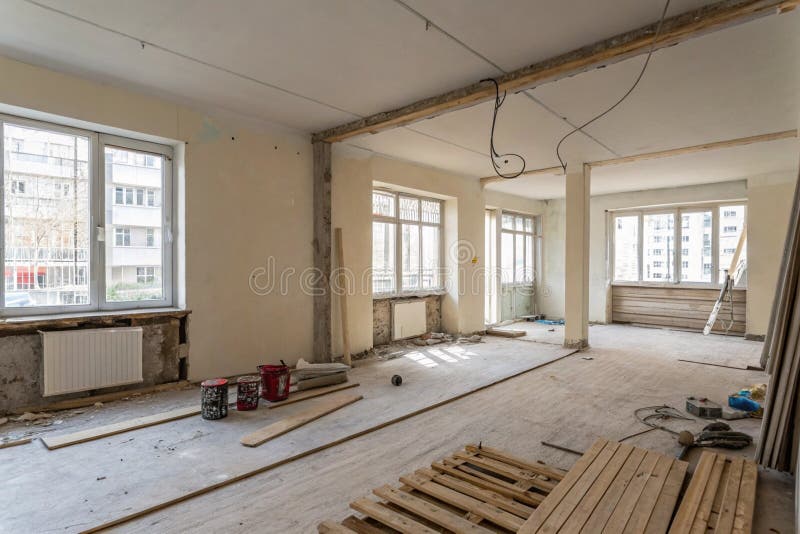 Empty Room in Apartment Under Refurbish Work Stock Image - Image of ...