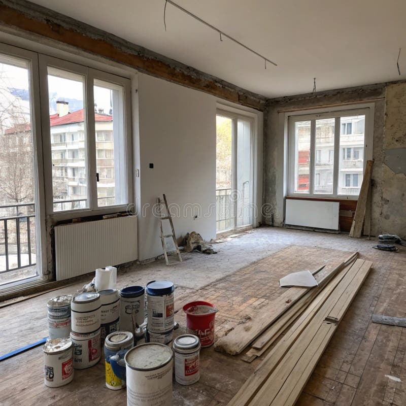 Empty Room in Apartment Under Refurbish Work Stock Photo - Image of ...