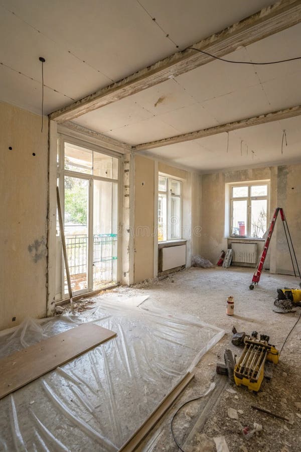 Empty Room in Apartment Under Refurbish Work Stock Photo - Image of ...