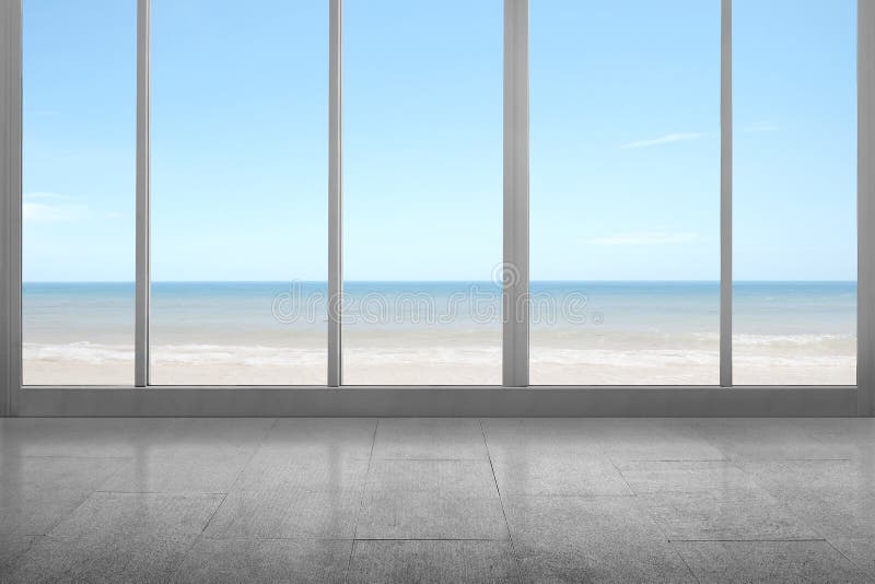 Empty Room with Beach and Ocean View Stock Image - Image of destination ...