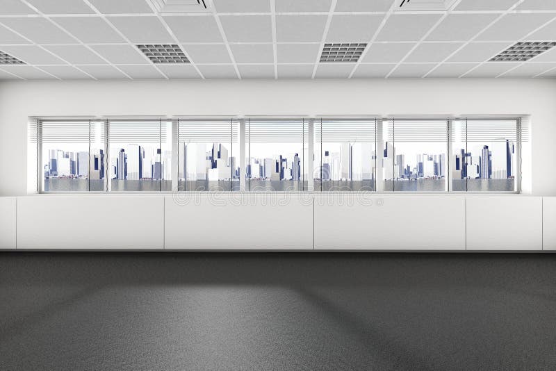 Empty Room with Big Window 3d Interior Stock Illustration ...