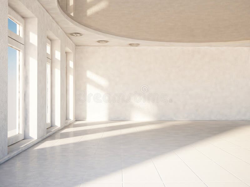 Empty Room with a Big Window Stock Illustration - Illustration of floor ...