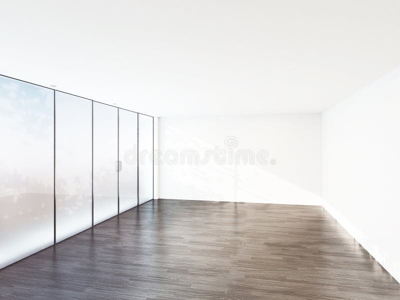 Empty Room with a Big Window 3d Stock Illustration - Illustration of ...