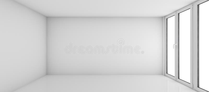 Empty Room and Big Windows. Side View Stock Illustration - Illustration ...