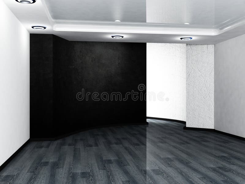 Empty Room in Black and White Colors Stock Illustration - Illustration ...