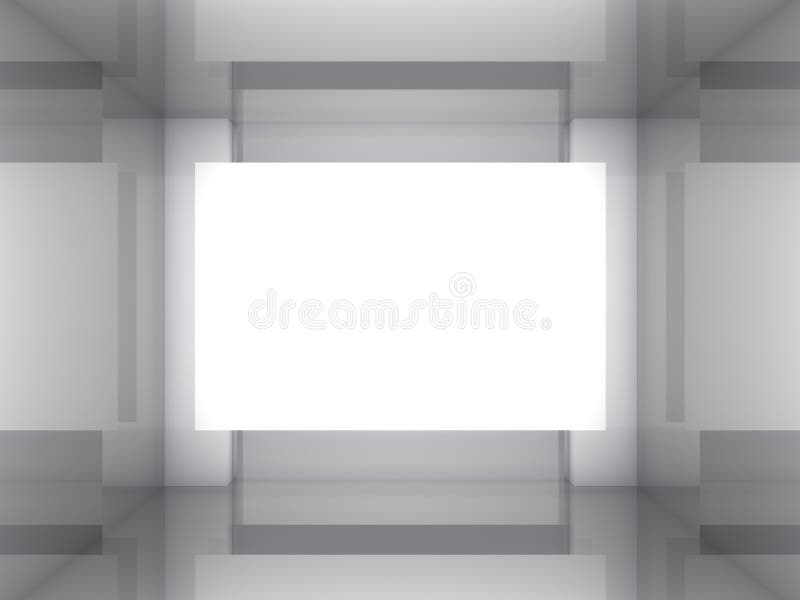 Empty Room with Blank Banner Stock Illustration - Illustration of ...