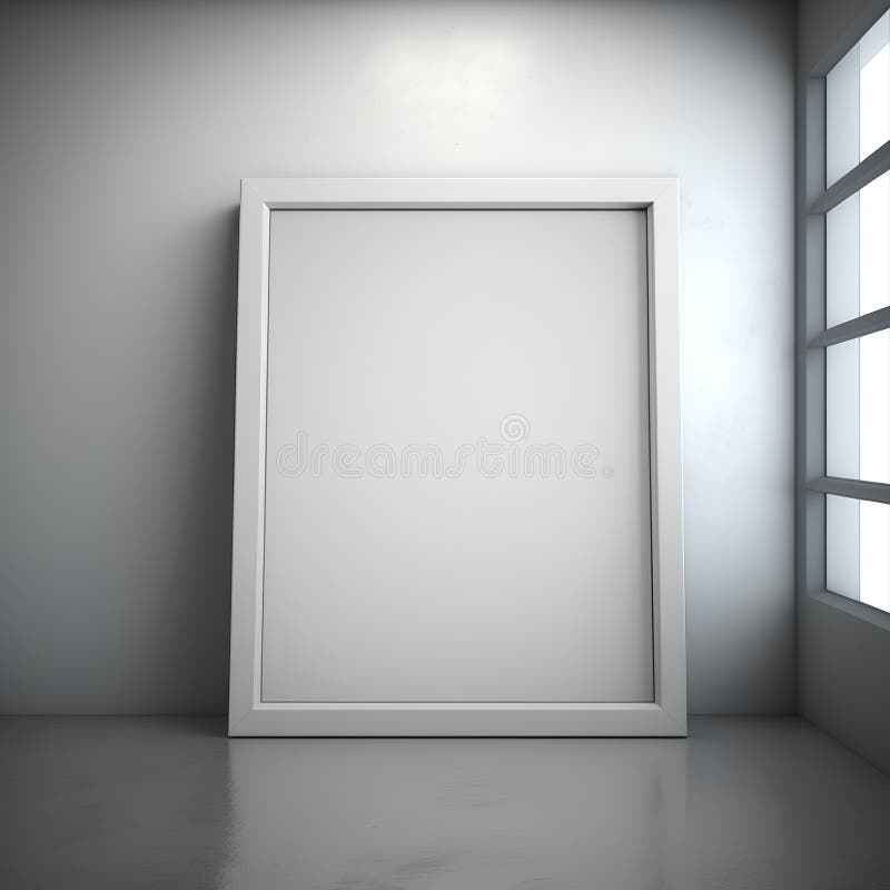 Empty Room with Blank Poster on Wall and Window, 3d Render Stock ...