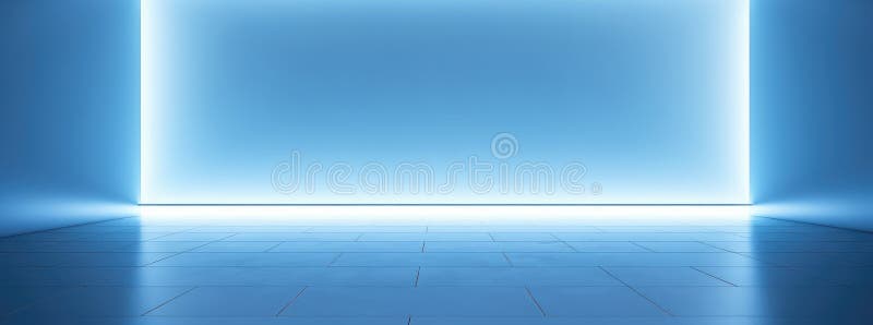 Empty Room with Blue Ceiling Light Stock Illustration - Illustration of ...