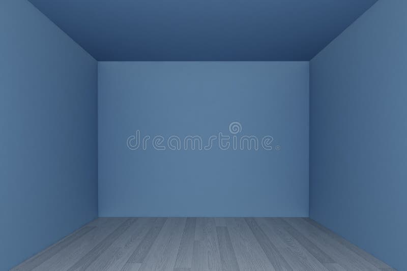 Empty Room ,blue Wall with Wood Floor Stock Illustration - Illustration ...