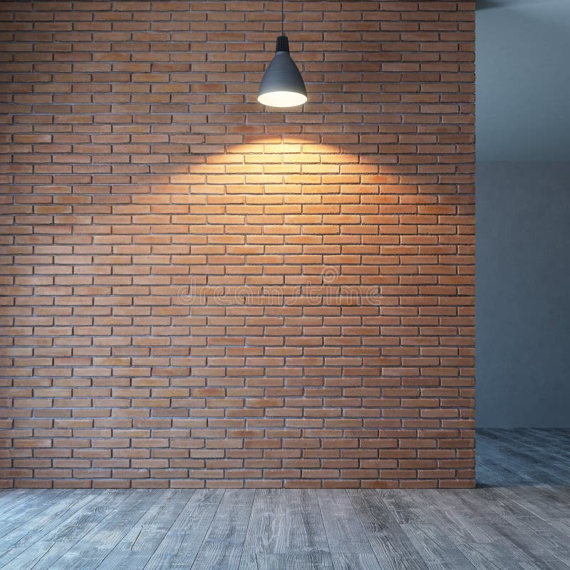 Empty Room with Brick Wall and Lighting, 3d Rendering Stock ...