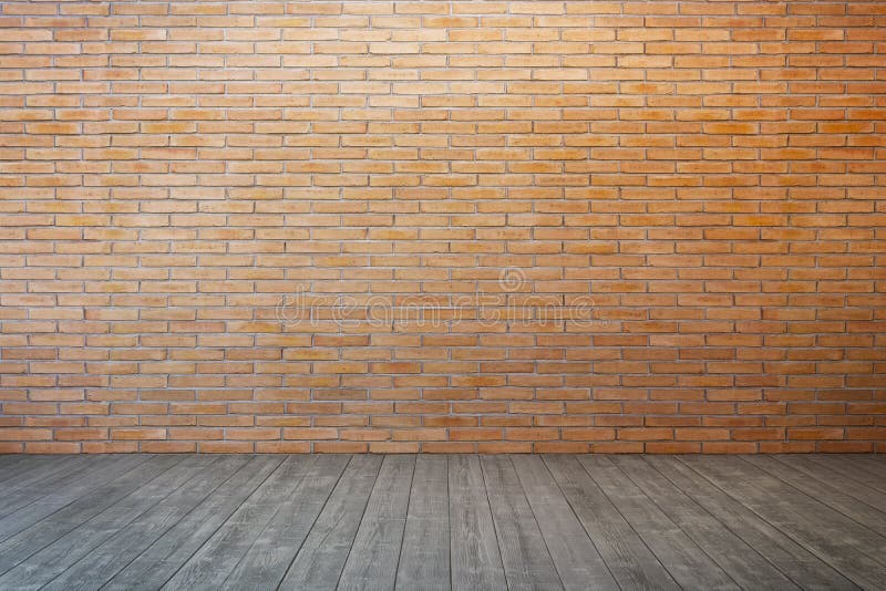 Empty Room with Brick Wall and Wood Floor Stock Image - Image of ...