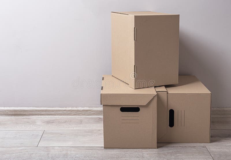 Empty Room with Cardboard Boxes. Stock Photo - Image of wall, window ...