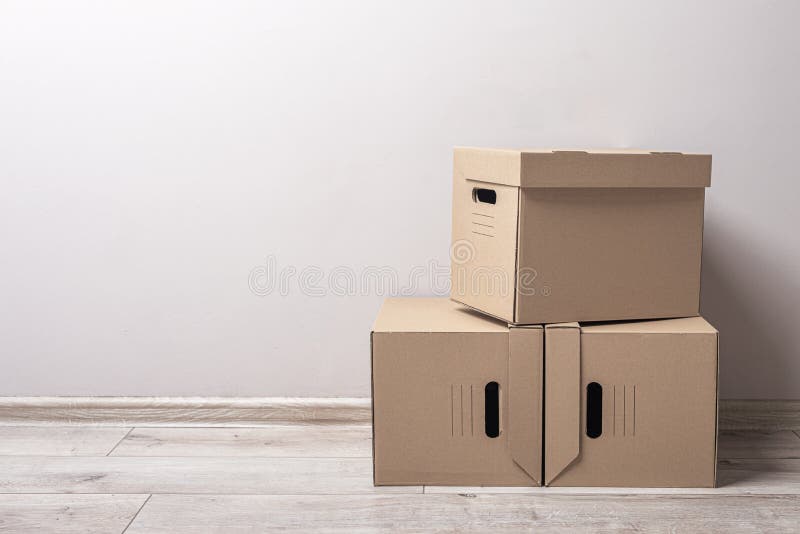 Empty Room with Cardboard Boxes. Stock Photo - Image of cardboard ...