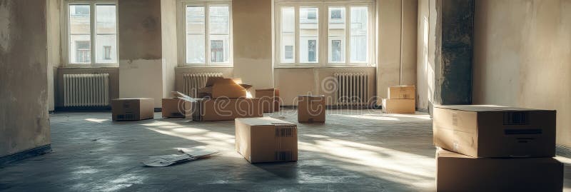 Empty Room with Cardboard Boxes Ready for New Beginnings a Room Filled ...