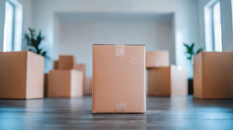 Empty Room with Cardboard Boxes Stacked Around, Creating Sense of ...