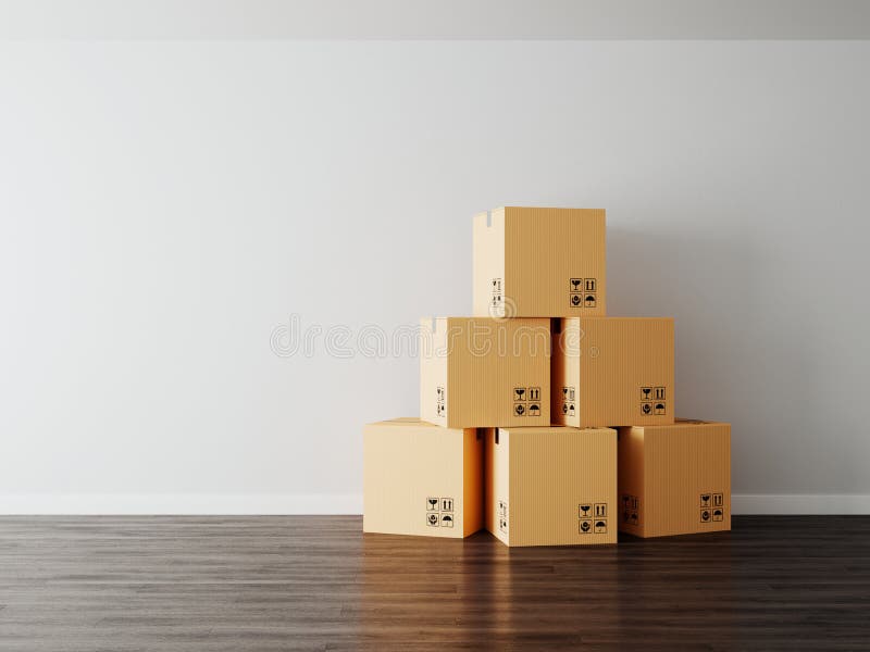 Empty Room with Cargo Boxes Stock Illustration - Illustration of ...