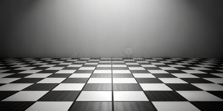 Empty Room with Checkerboard Floor and Subtle Lighting. Generative AI ...