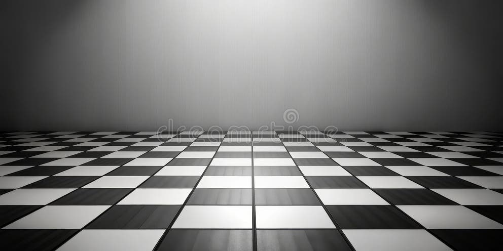 Empty Room with Checkerboard Floor and Subtle Lighting. Generative AI ...