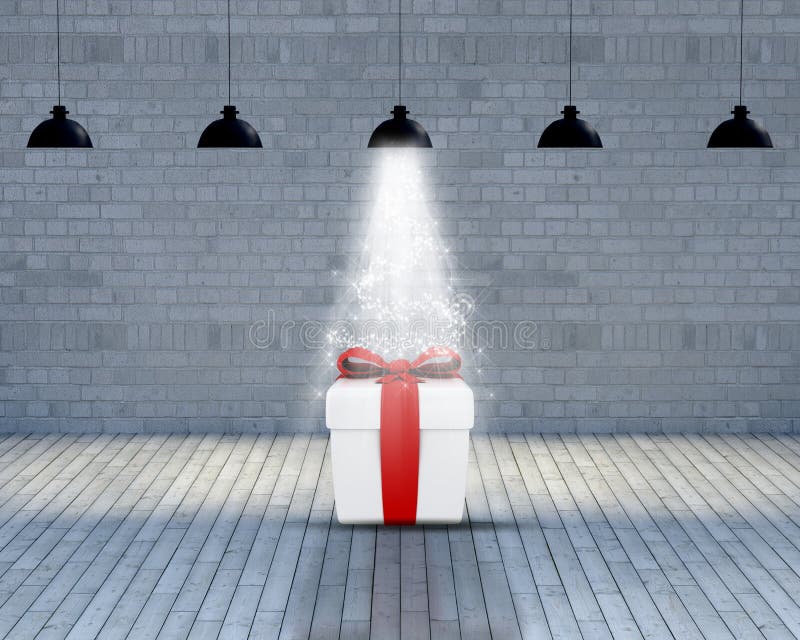 Empty Room with Christmas Gift Stock Illustration - Illustration of ...