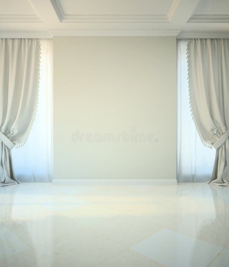 Empty Room in Classic Style Stock Illustration - Illustration of clean ...
