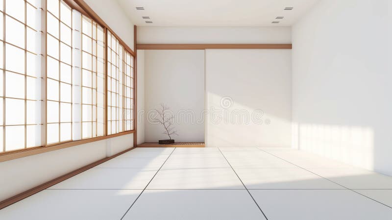 Empty Room,Clean Japanese Minimalist Room Interior. Generative Ai Stock Illustration ...