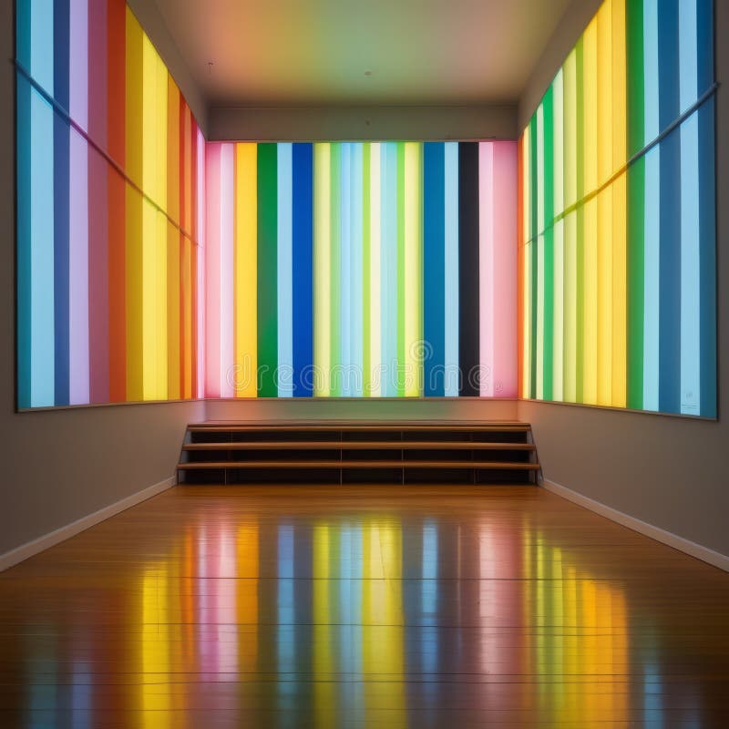 Rainbow Wooden Background Empty Room Wood Floor Walls Colors Stock ...