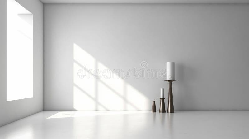Empty Room Corner of Smooth White Wall and Floor in Sunlight. Stock ...