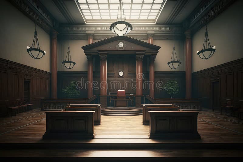 Empty Room of Courtroom, before Hearing of Criminal Case. Generative AI ...