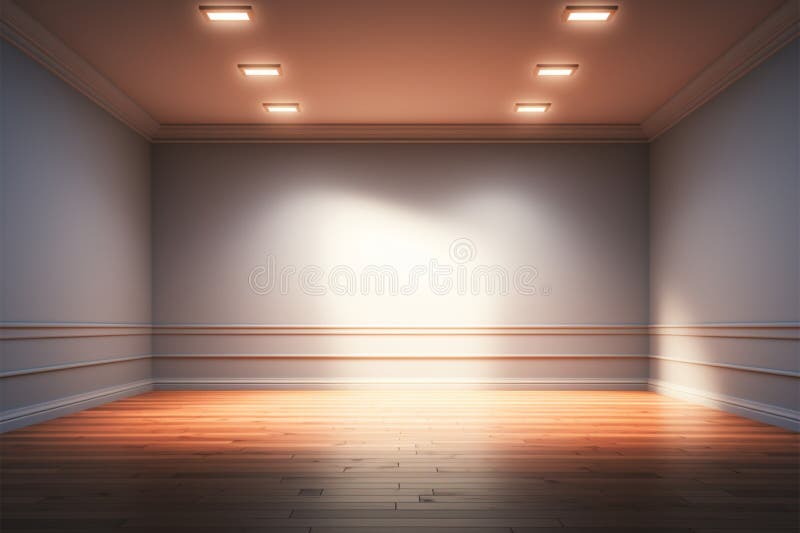 Empty Room in 3D with Top Light Casting a Tranquil Glow Stock ...